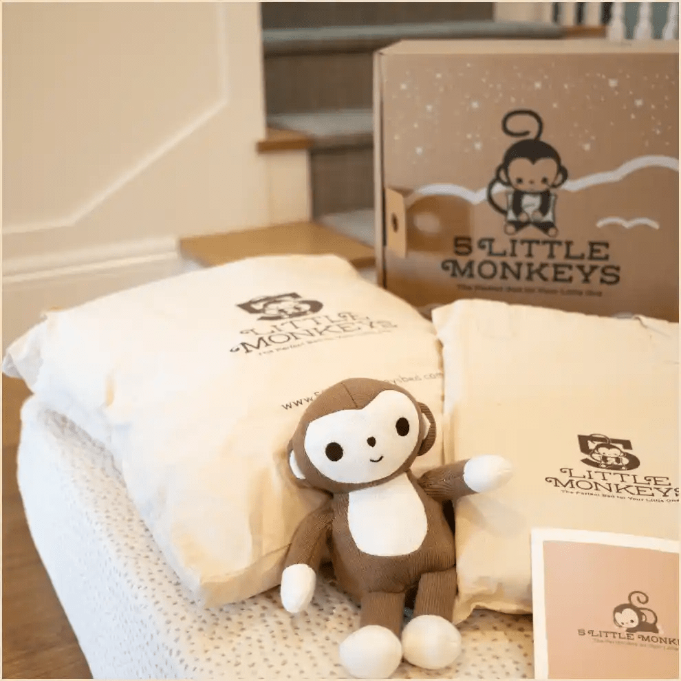 Kids Bedding Bundle | Organic Sheets and Pillow & more | 5 Little Monkeys
